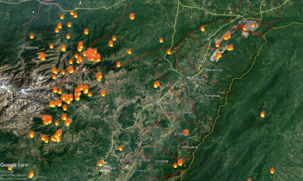 Ideam advierte sobre 95 focos de calor en la Sierra Nevada de Santa ...